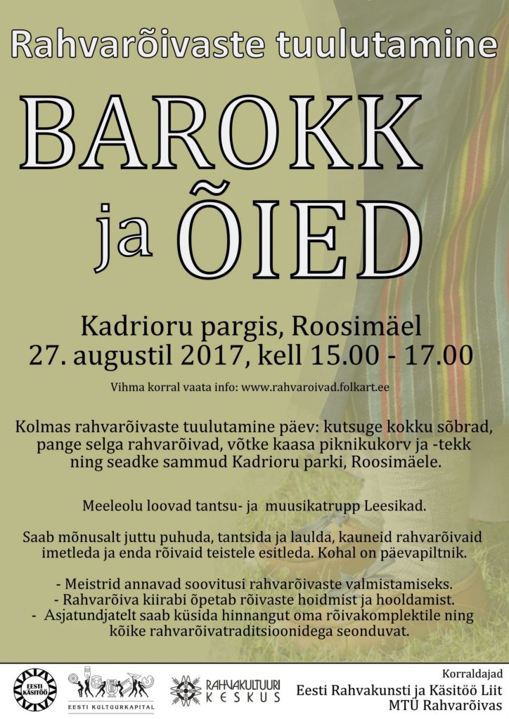 Rahvarõivaste tuulutamine Kadrioru pargis - Eesti Rahvakunsti ja ...